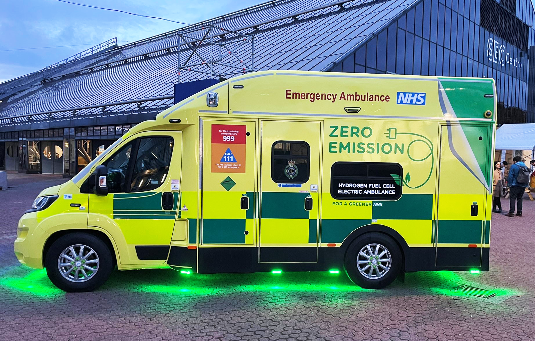 Hydrogen powered ambulance prototype displayed at COP26 | ULEMCo